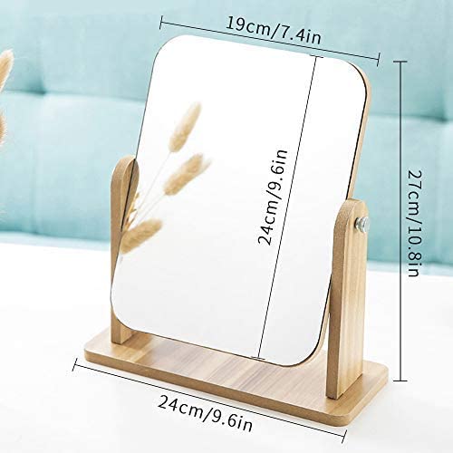 Floatant Desk Mirror, Wooden Mirror 360 Degree Portable Adjustable ...