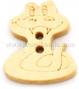 Amazon.com: Wood Sewing Buttons Scrapbooking Snake Natural 2 Holes ...