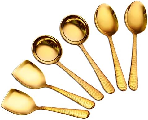 Buy AXIOM Stainless Steel Golden Serving Tools Set. 6 Piece Heavy Gauge ...