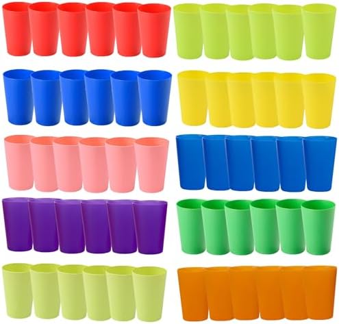 Hikrxya 60 Pack Reusable Plastic Cups, 260 ml Plastic Drinking Cups ...