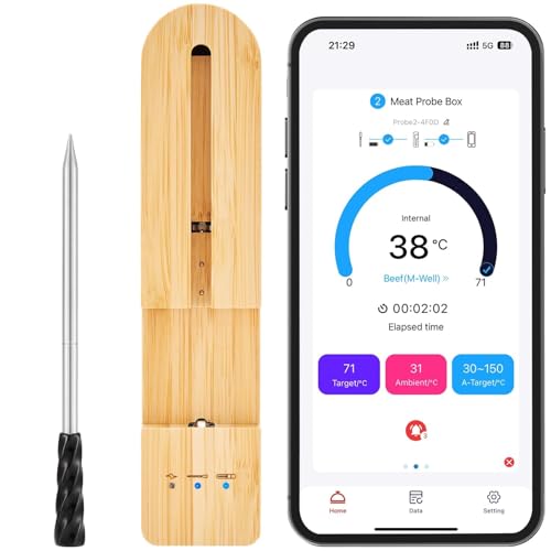 Wireless Smart Meat Thermometer with Bluetooth | Long Range | Measures ...
