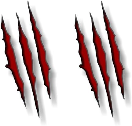 2 Red Ripped Claw Marks 9" Vinyl Sticker Decals Raptor Jurassic ...