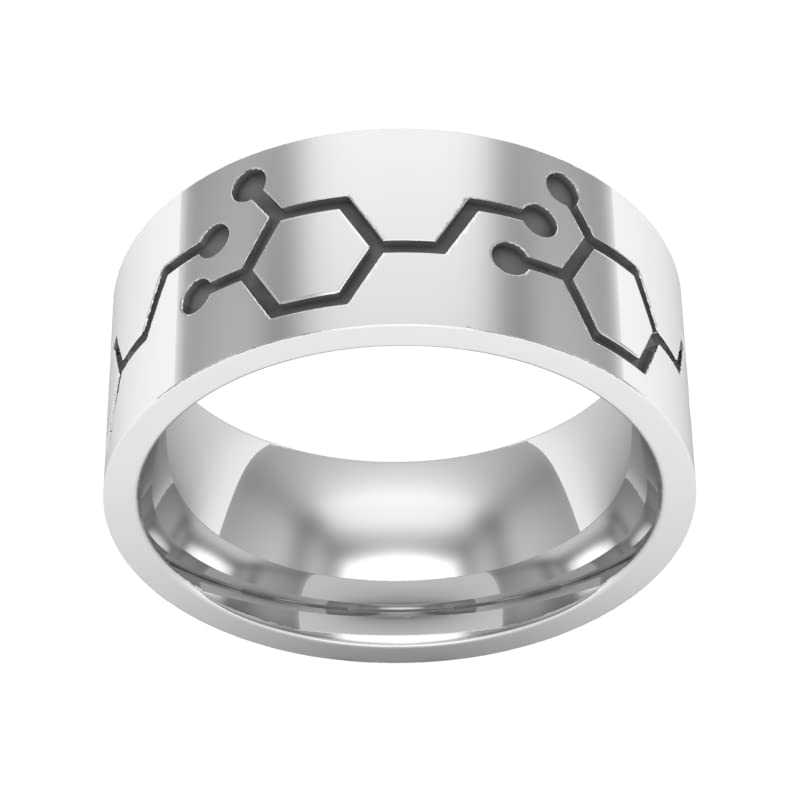 Amazon.com: Silver Dopamine Ring, Dopamine Molecule Ring, Molecule ...