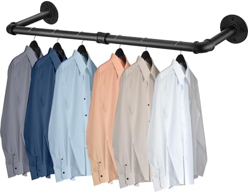 Lighterday 90cm Wall Mounted Clothes Rail Industrial Clothes Rail Metal ...
