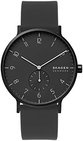 SKAGEN Men's Aaren Quartz Analog Stainless Steel and Silicone Watch ...