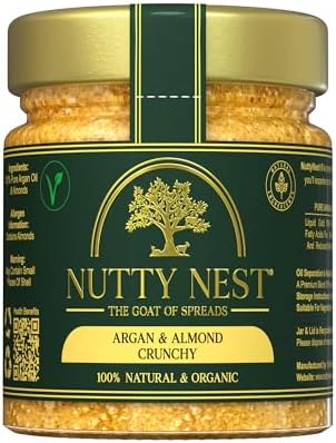 NuttyNest Crunchy Almond Butter with Moroccan Argan Oil 230 g | High ...