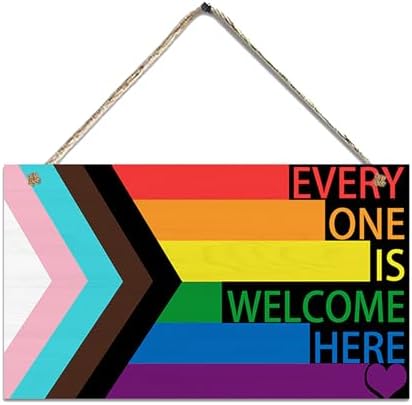 Amazon.com: LGBT Rainbow Sign Front Door Decor,Everyone Is Welcome Here ...