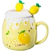Amazon.com: Mozacona Ceramic Mug Lemon Coffee Cup Water Cup with Lid ...