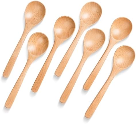 Amazon.com: 6 PCS Wooden Spoons for Eating 7 Inch Small Wood Teaspoons ...