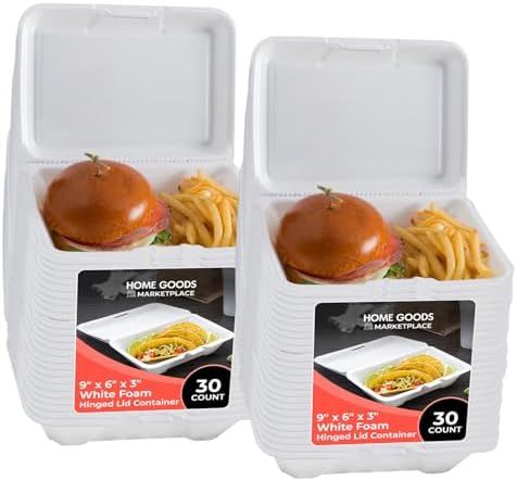 Amazon.com: Foam Takeout Containers 9x6x3 Inch – 30 Pack Clamshell Food ...