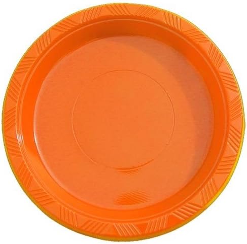 Amazon.com: Exquisite Party Solids Orange Plastic Plates For Party ...