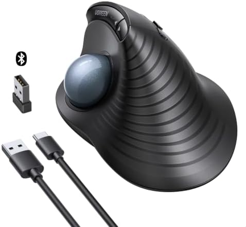 UGREEN Vertical Trackball Mouse Bluetooth 5.4 and 2.4G Wireless, 4D ...