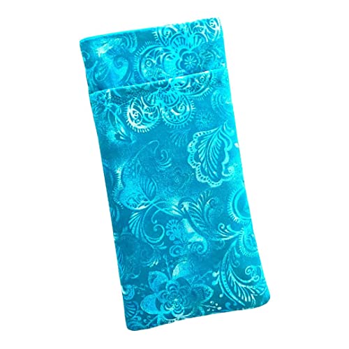 Amazon.com: Double Eyeglass Case-Turquoise Batik Fabric Eyeglasses ...