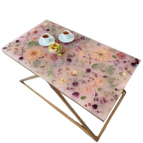 Amazon.com: Table Pressed With Real Flowers, River Floral Dining Table ...