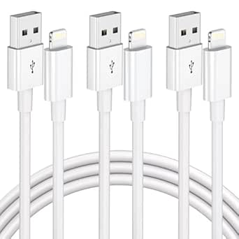 Amazon.com: 3 Pack Apple MFi Certified Charger Cable 3ft, Lightning to ...