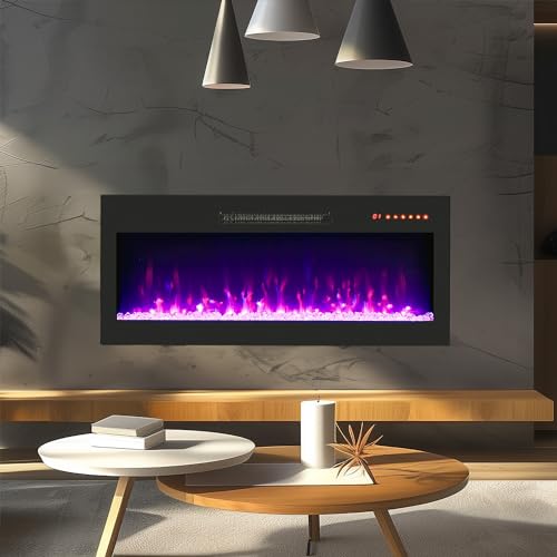Innoflame 42" Electric Fireplace Heater, Recessed/Wall Mounted ...