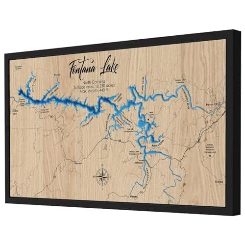 Amazon.com: Personalized 3D Lake Eufaula Wood Map - Lake Depth Map Art ...