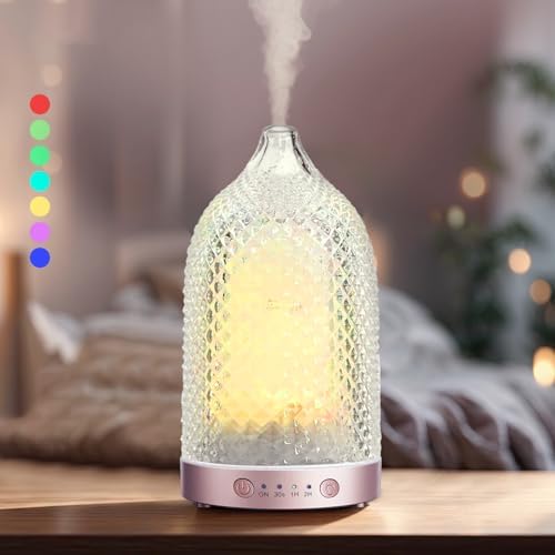 Amazon.com: 200ML Glass Essential Oil Diffuser, 7 Colors Light Glass ...