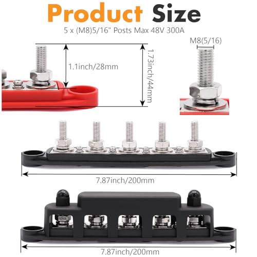 Snapklik.com : Taxutor 12v Bus Bar 5 Post 300A Power Distribution Block ...