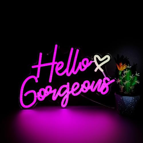Amazon.com: DAKABUKA Hello Gorgeous Neon Signs White LED Light Hello ...