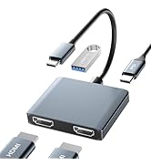 Amazon.com: USB C to Dual HDMI Adapter for 2 Monitors, HDMI Splitter ...