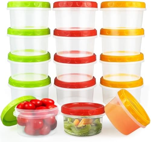 JNBGTU 15Pcs 250ml/8oz Small Plastic Food Container with Lids, Mini ...