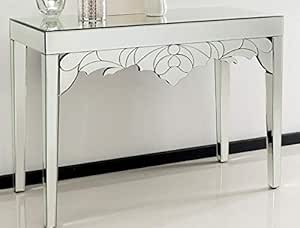 Venetian Image Flower Designed Cut Glass Mirror Console Table Home ...