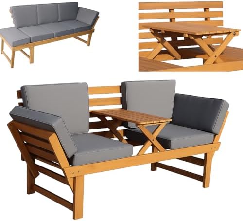 Amazon.com: Deko Living Outdoor Acacia Wood Patio 3 Seat Lounge with ...