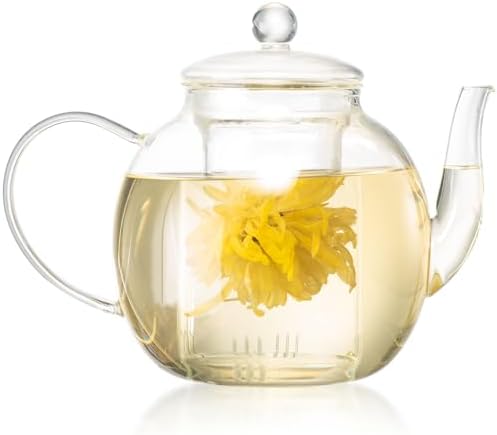 Amazon.com: Teenyyou 2 Pack 600ml Glass Teapot with Infuser, Clear ...