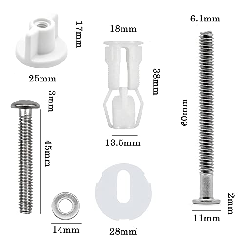 2 Set Universal Toilet Seats Screws and Bolts Toilet Seat Fittings ...