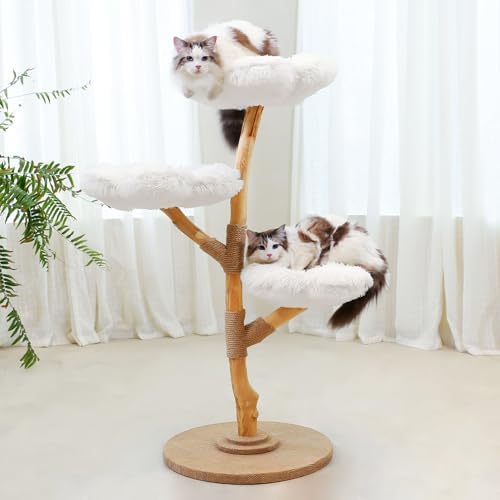 Amazon.com : Xiamiao Modern Cat Tree for Indoor Cats, Wooden Cat Condos ...