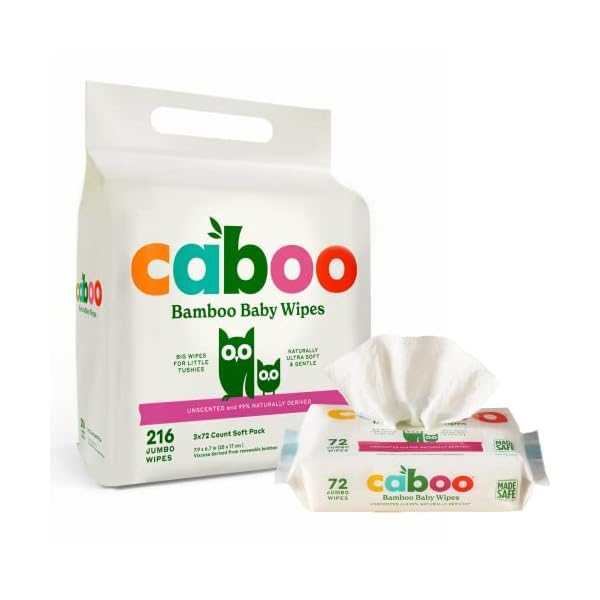 Caboo Baby Wipes, 216 Count, Unscented, Eco-Friendly, Made with Bamboo ...