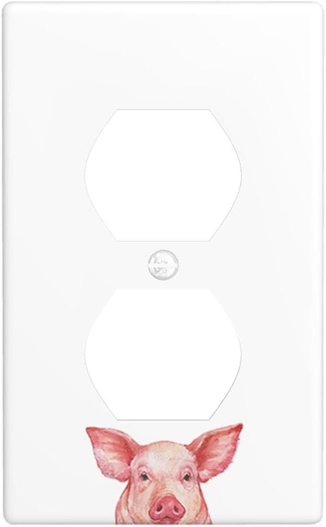 Moslion Pink Pig Wall Plate Outlet Cover Farm Animal Piggy Head Duplex ...