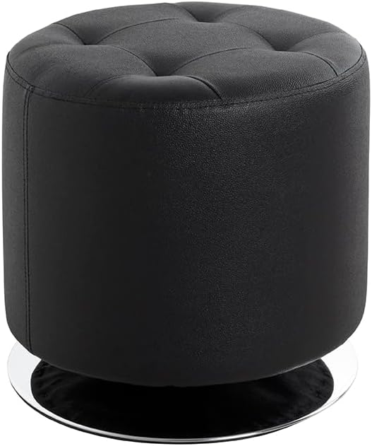 HAKU Hocker Chrom, schwarz, Kunstleder, Metall - Maße: H 40 cm x Ø 40 ...