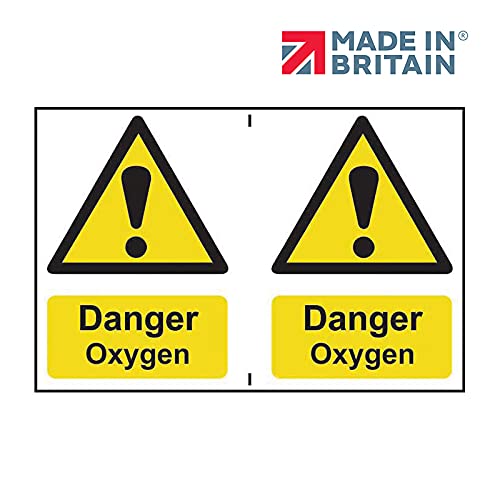 ‘Danger Oxygen’ Sign, Self-Adhesive Semi-Rigid PVC, 2 per sheet (150mm ...