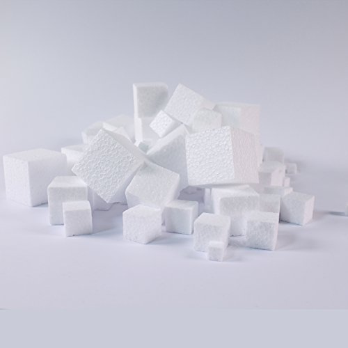 White Styrofoam Polystyrene Cubes for Kids Modelling Pack of 100 3D ...