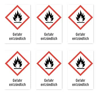 GHS02 UN/GHS Hazard Pictogram Stickers: 75 x 50 mm, Pack of 6 - Danger ...