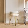 IBUYKE Modern Velvet Round Footstool, Vanity Chair for Makeup Room ...