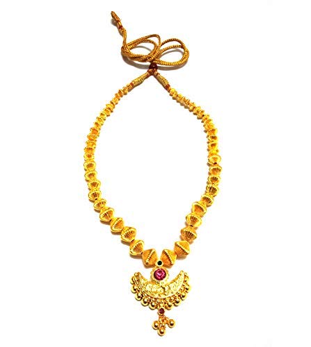 APMI Yellow Gold-plated Traditional Maharashtrian Kolhapuri Moon-shape ...