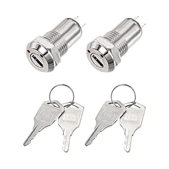 uxcell 12mm 2 Positions Key Lock Push Button Switches with Keys NO/OFF ...
