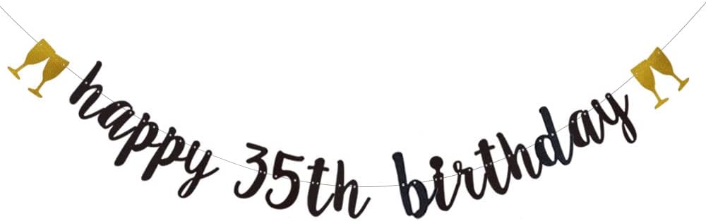 Amazon.com: Happy 35th Birthday Banner,Pre-Strung, 35TH Birthday Party ...