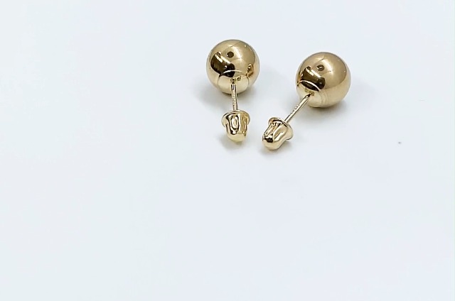 Watch 14k Yellow Gold Ball Stud Post Earrings 7mm with Screw Backs on ...