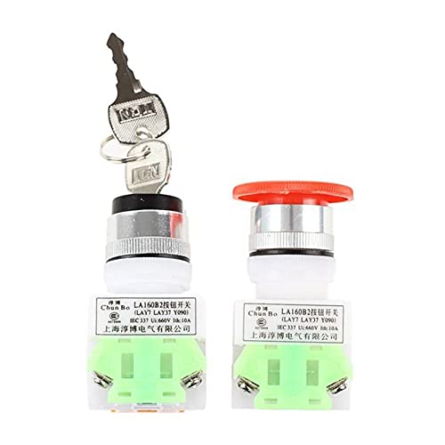 Promotion! Key Lock on/Off Switch Red Mushroom Push Button Station ...