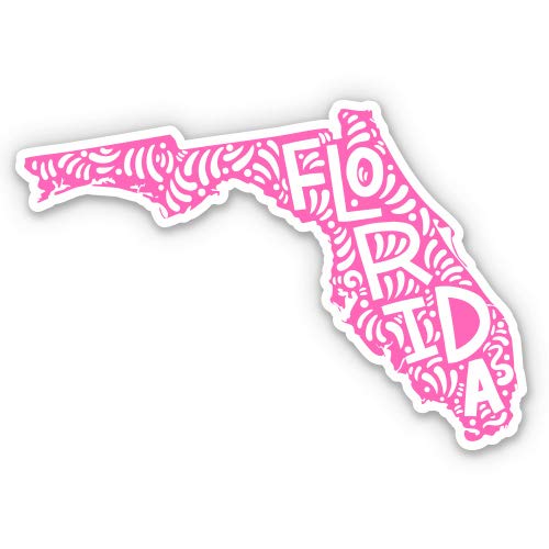 Florida Shape Cute Letters Native Local - 3" Vinyl Sticker - For Car ...