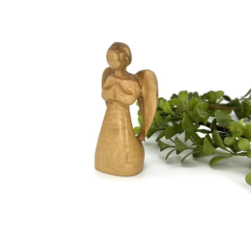 Amazon.com: Praying Angel Figurine, Olive Wood Guardian Angel Figurine ...