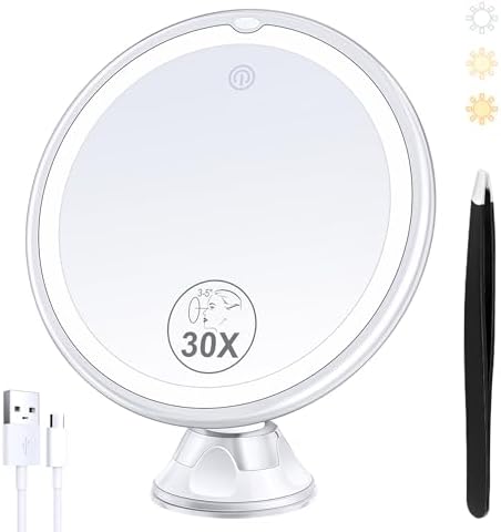 Amazon.com : 30X Magnifying Mirror with Light, 6'' Makeup Magnifying ...