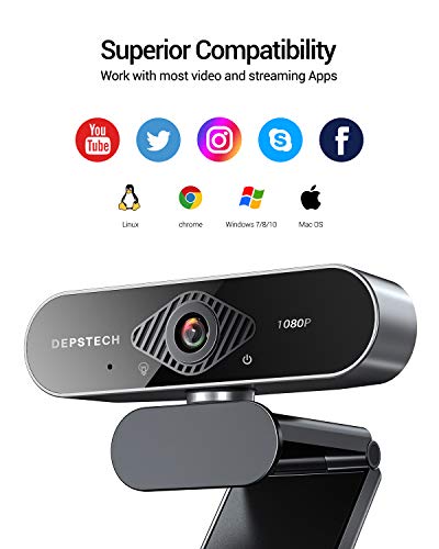 DEPSTECH FHD 1080P USB Webcam with Microphone, and Auto Light Correction