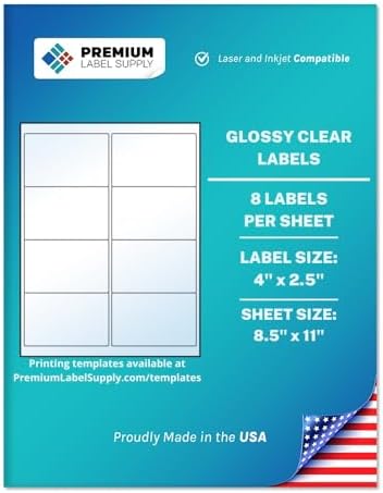 Amazon.com : Premium Label Supply Glossy Clear Address Labels – 4" x 2. ...