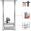 SONGMICS Coat Stand, Clothes Rack with 2-Tier Storage Shelf for Shoes ...