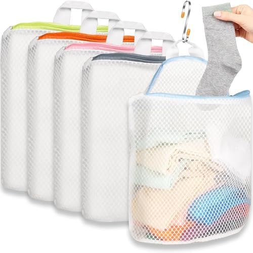 Amazon.com: 3Pcs Hanging Laundry Bags for Socks with S Hooks, 3 Color ...